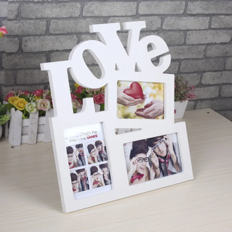 Durable-Picture-Frames-Lovely-Hollow-Love-Wooden-Family-Photo-Picture ...