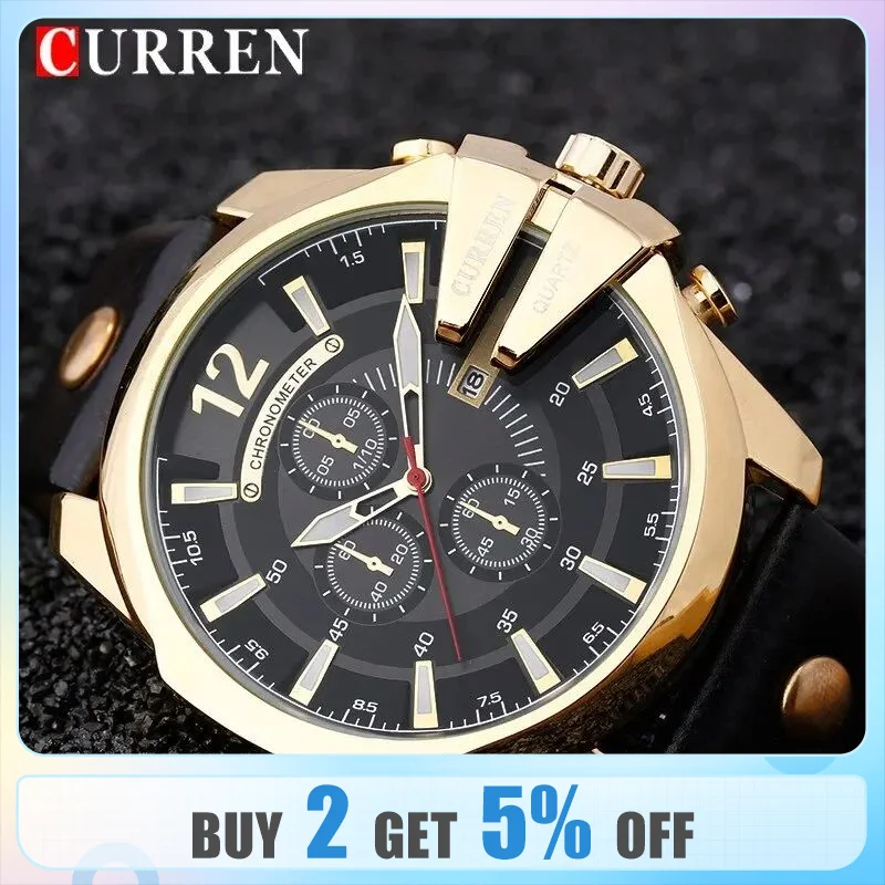CURREN-Men-Watches-Top-Brand-Luxury-Gold-Male-Watch-Fashion-Leather ...