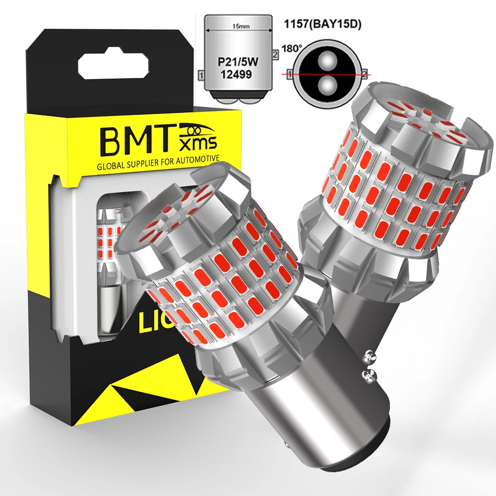 BMTxms Red 1157 Bay15d P21/5W LED Canbus Brake Stop Light P21/4W Car ...