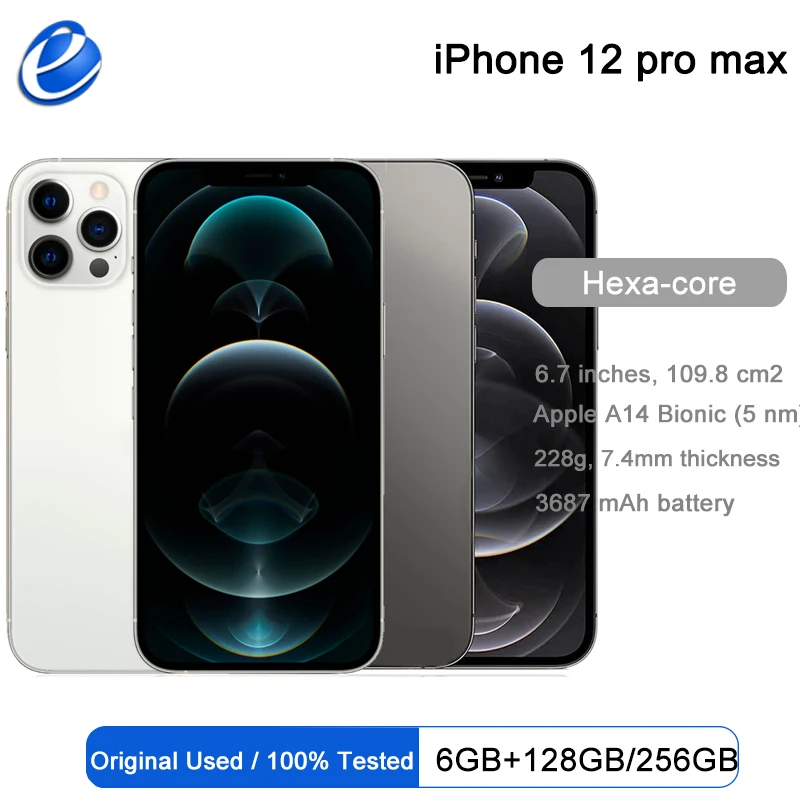 Original apple iphone 12 pro max 5g lte móvel 6.7 6 6 6gb & 128/256 ...