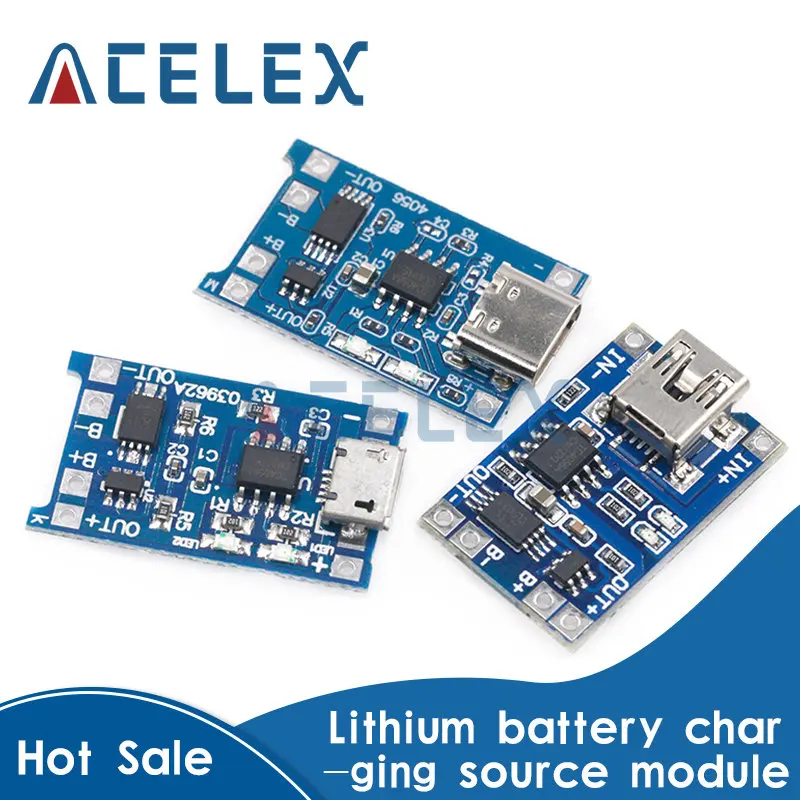 10pcs 5V 1A 18650 TP4056 Lithium Battery Charger Module Charging Board ...