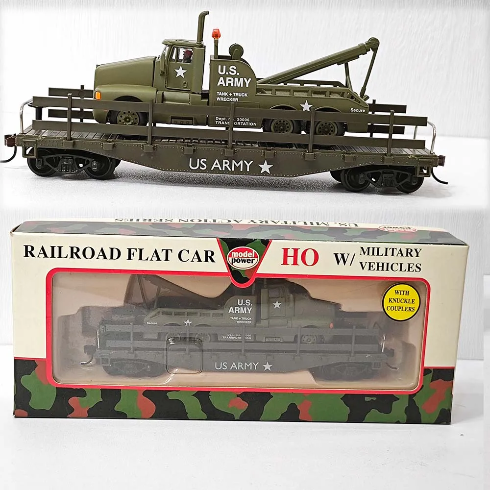 1-87-HO-Rail-Road-Flat-Car-with-Knuckle-Couplers-US-Military-A-Ction ...