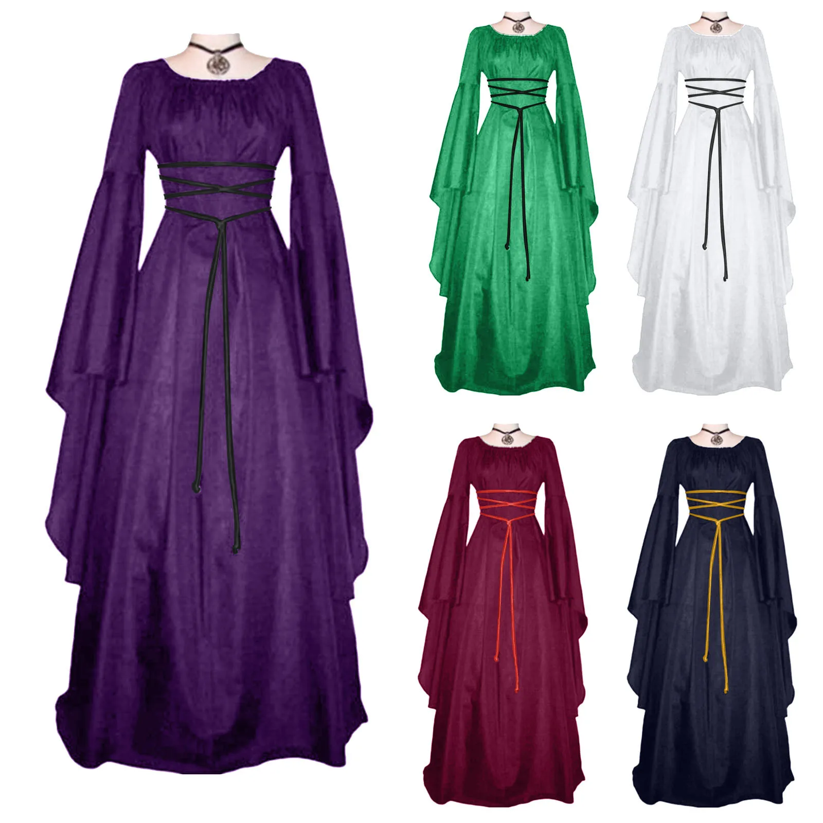 Vestido-Medieval-g-tico-de-manga-larga-para-mujer-traje-de-Reina ...