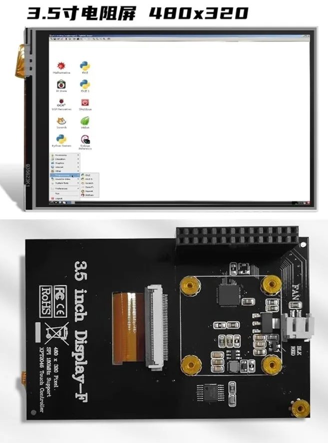 RPi 4B/3B +/3B/ZERO 3,5 pulgadas 262K SPI TFT LCD pantalla (táctil/sin táctil) 480(RGB)* 320 ...