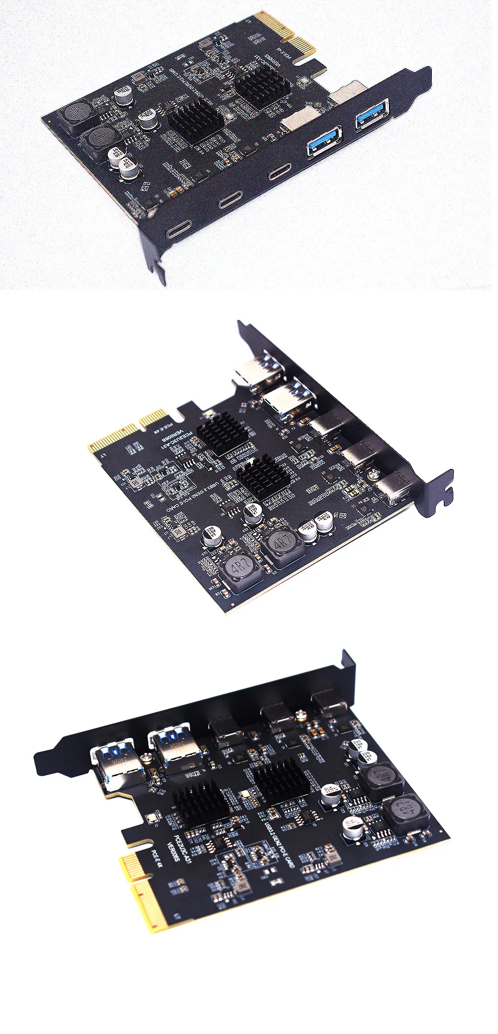 TISHRIC 10 Гбит/с USB3.2 Тип C PCIE 2X 4X Карта расширения 1-5 портов Тип C USB 3.2 Адаптер ...