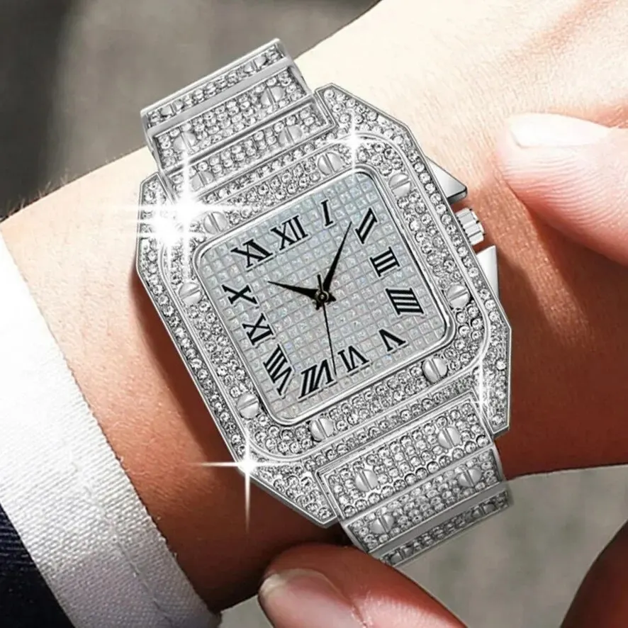 Fashionable-Square-Full-Roman-Numeral-Scale-Men-Women-Watch-Stylish ...