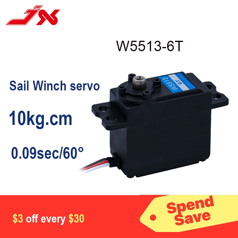 JX Servo W5513-6T 10kg Metal Gear Sail Winch Servo Kingmax SW5513-6MA 0 ...