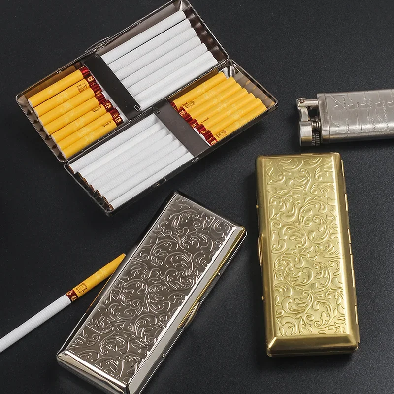 Cigarettes Case 14 Sticks Capacity Female Embossed Slim Cigarette Box ...
