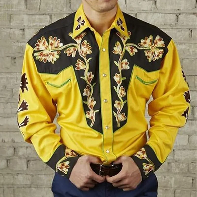 Camisa-Tribal-occidental-para-hombre-traje-de-manga-larga-con-solapa ...