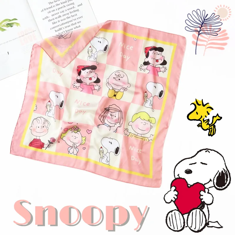 Snoopy-bufanda-de-seda-satinada-para-mujer-pa-uelo-para-el-pelo-con ...