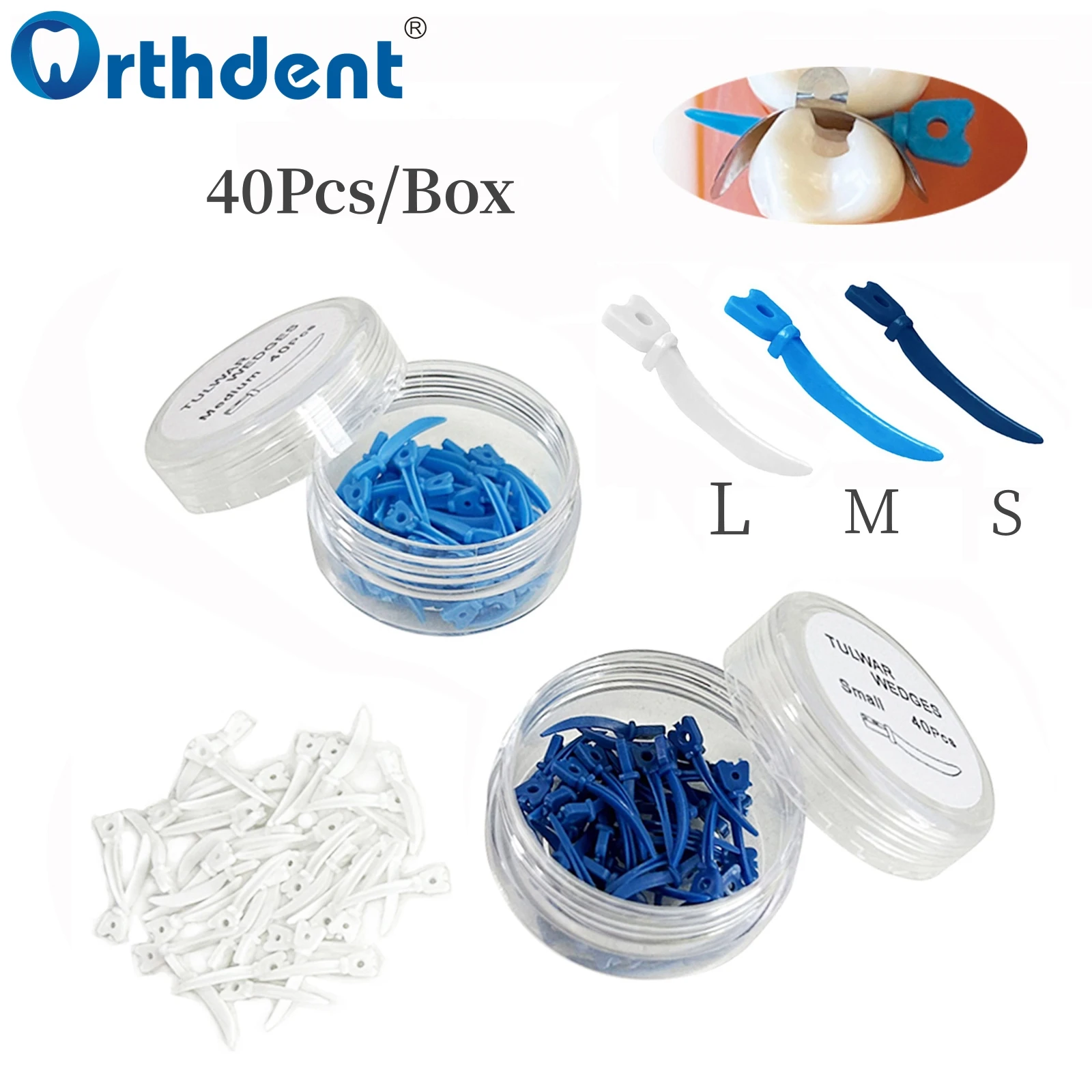 40Pcs-Box-Dental-Tulwar-Wedges-For-Sectional-Matrix-System-S-M-L-Refill ...
