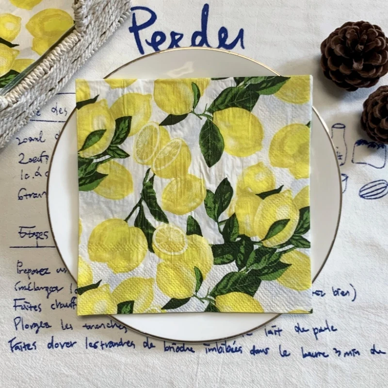 Serviettes-en-papier-citron-pour-d-coupage-de-table-fruits-d-t ...