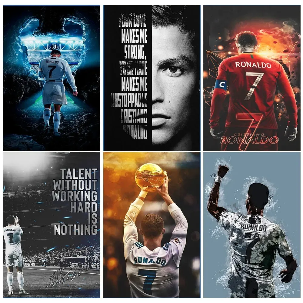 Portugal Super Football Star C-CR7 Poster Prints Motivational Quotes ...