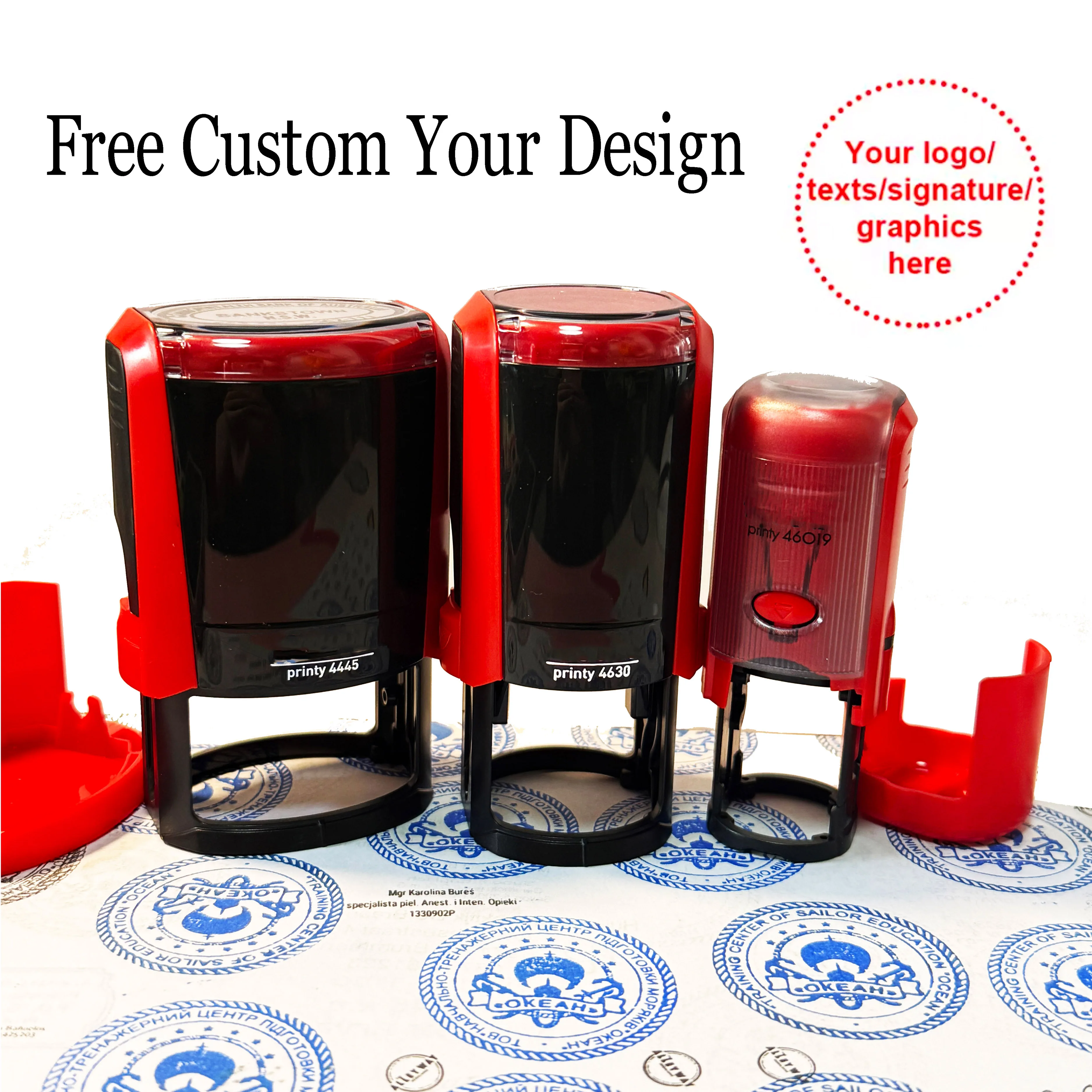 Free Custom Round Office Self-Inking Stamp Personalized Design for ...