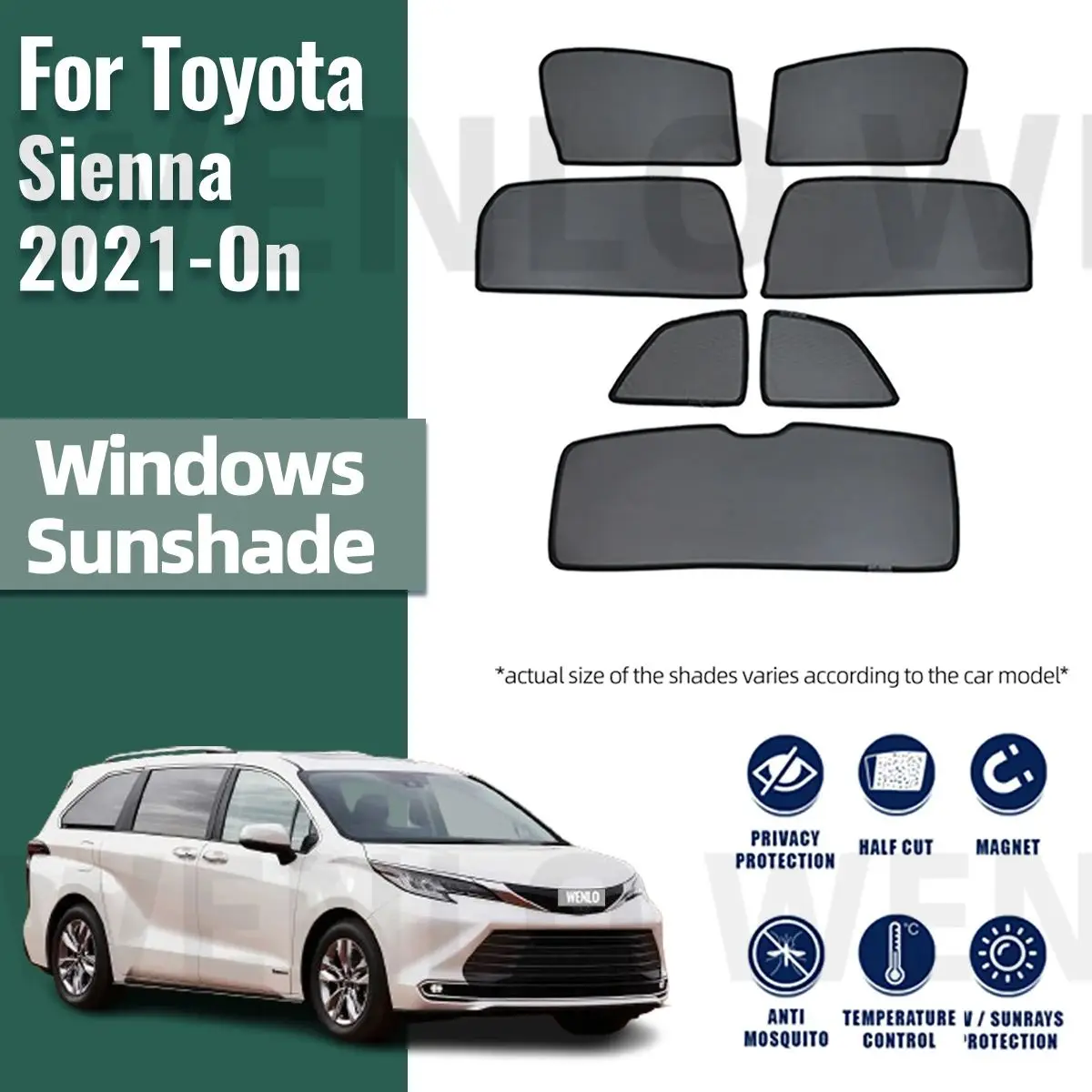 For-Toyota-Sienna-XL40-2021-2022-2023-2024-Magnetic-Car-Sunshade-Front ...