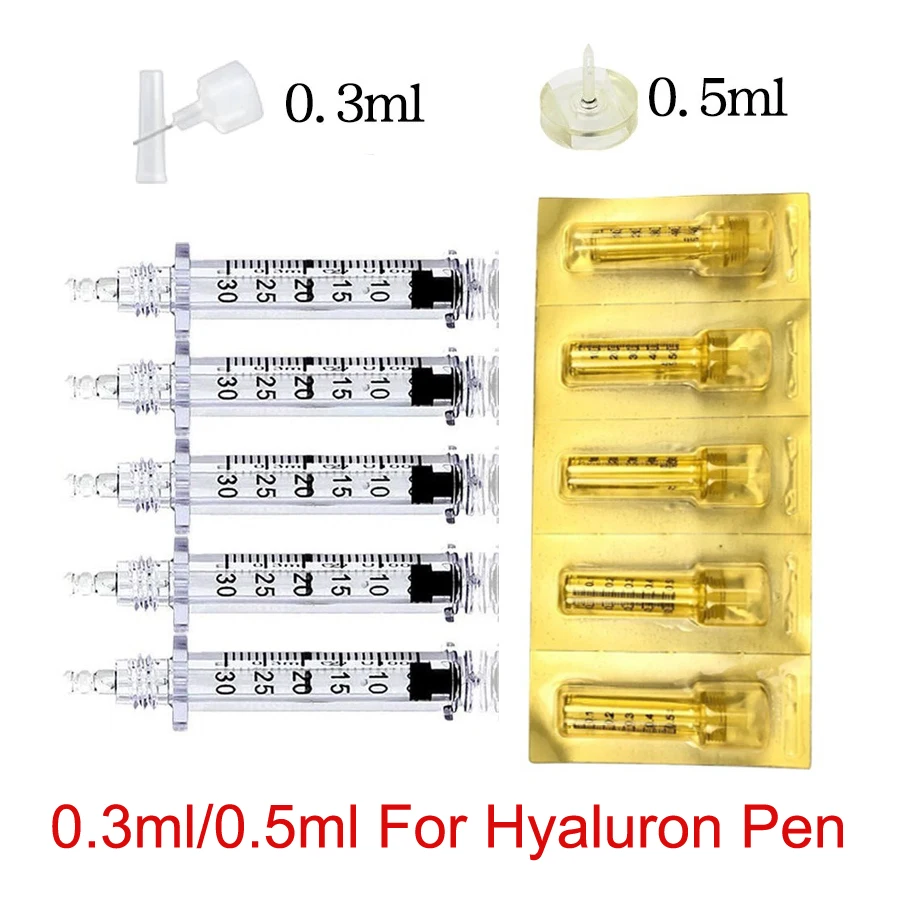 0.3ML 0.5ML Disposable Sterile Ampoule Head Cartridge Hyaluron Pen Syringe Needle Tip For ...