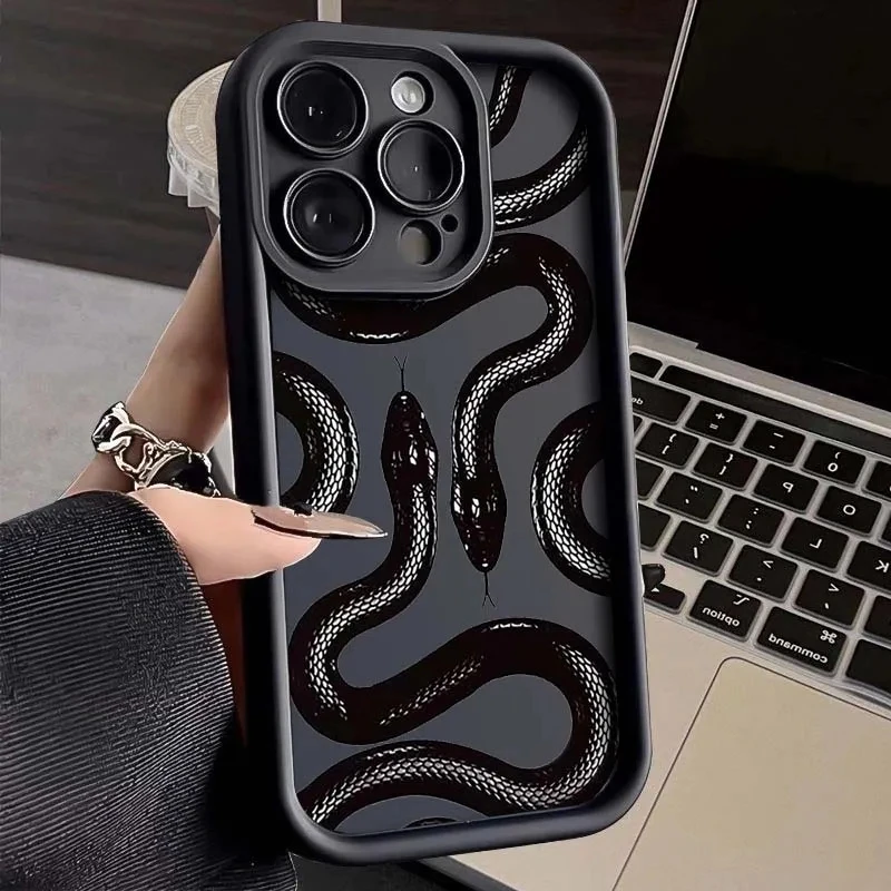 Cute Doodle Funny Snake Case for IPhone 14 13 12 11 15 Pro Max XS XR X ...