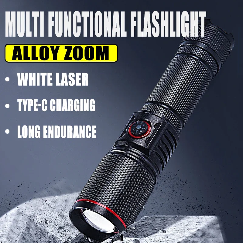 Powerful Aluminum Alloy White Laser Flashlight 18650 or 21700 Battery ...