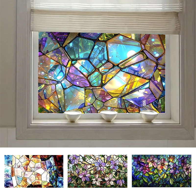 Electrostatic-Glass-Stickers-Abstract-Mosaic-Pattern-Window-Sticker-PVC ...