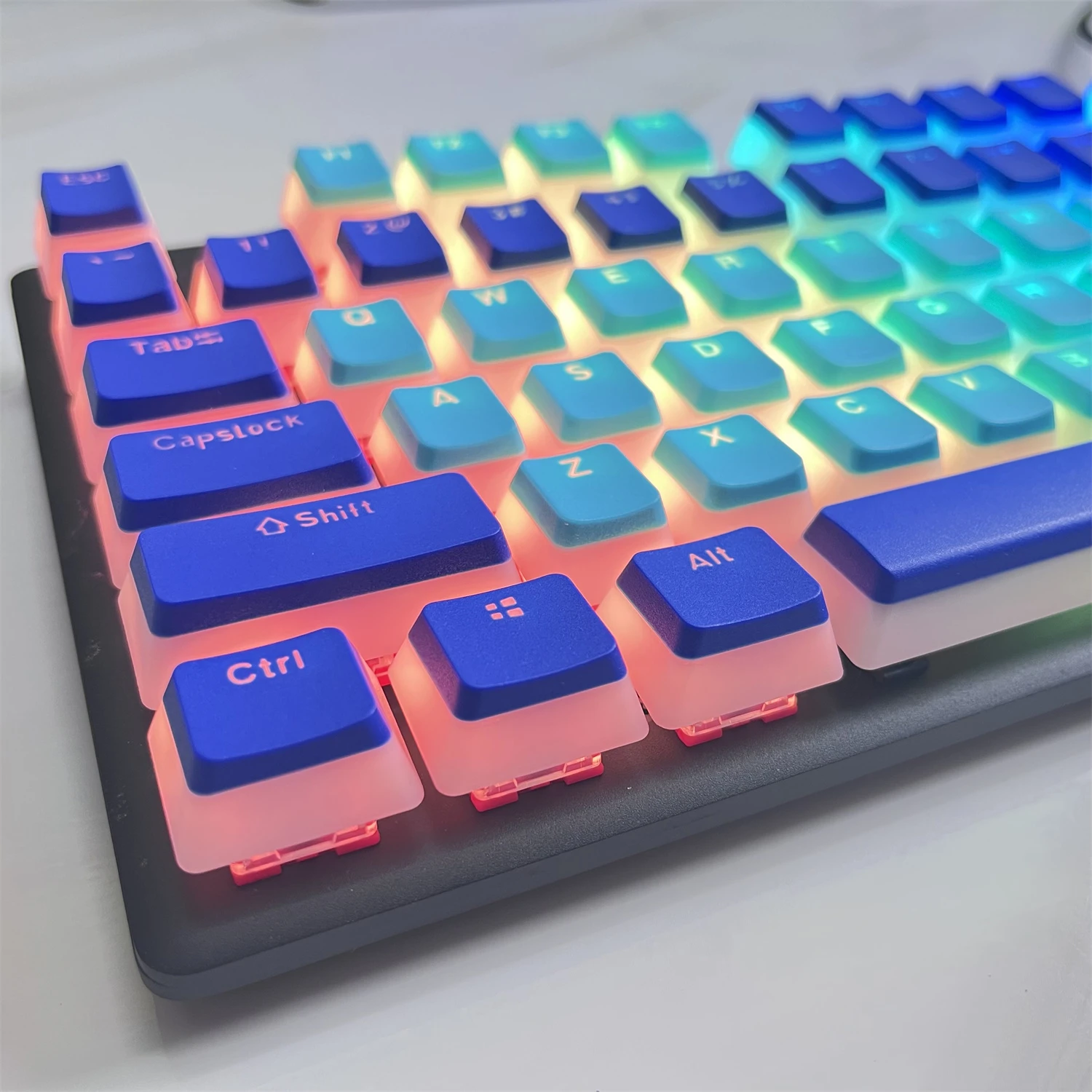 Pudding Keycap Deep Blue Mechanical Keyboard Cap Diy Two-color Key Cap ...