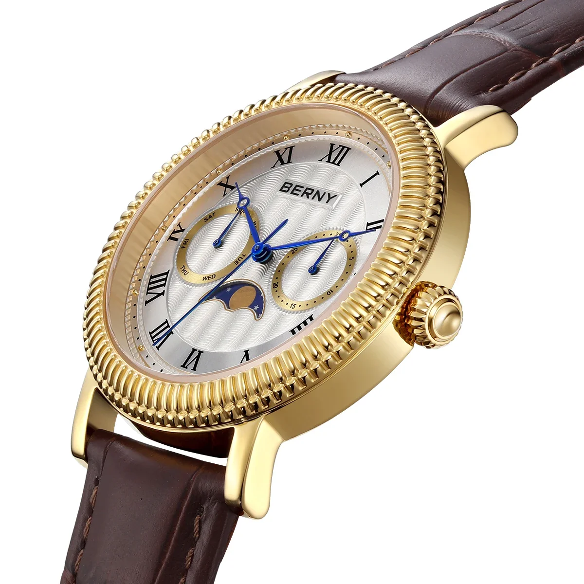 BERNY-Watches-for-Men-Luxury-Dress-Brand-Business-Gold-Quartz-Real ...
