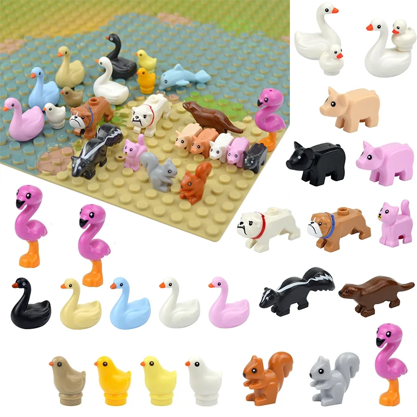 MOC-Animals-Model-Set-Bricks-Cute-Swan-Duck-Dog-Pig-Bird-Squirrel ...