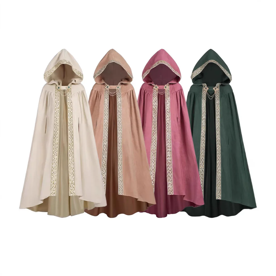 New Medieval Retro Pastoral Ribbon Edge Hooded Cloak Tie Cloak ...