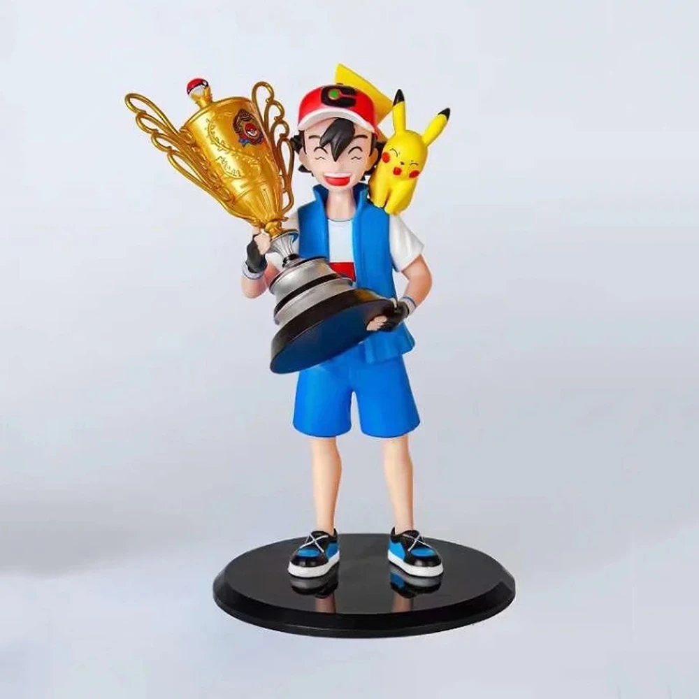 Cute Anime Pokemon Ash Ketchum & Pikachu Champion Ver. PVC Action ...