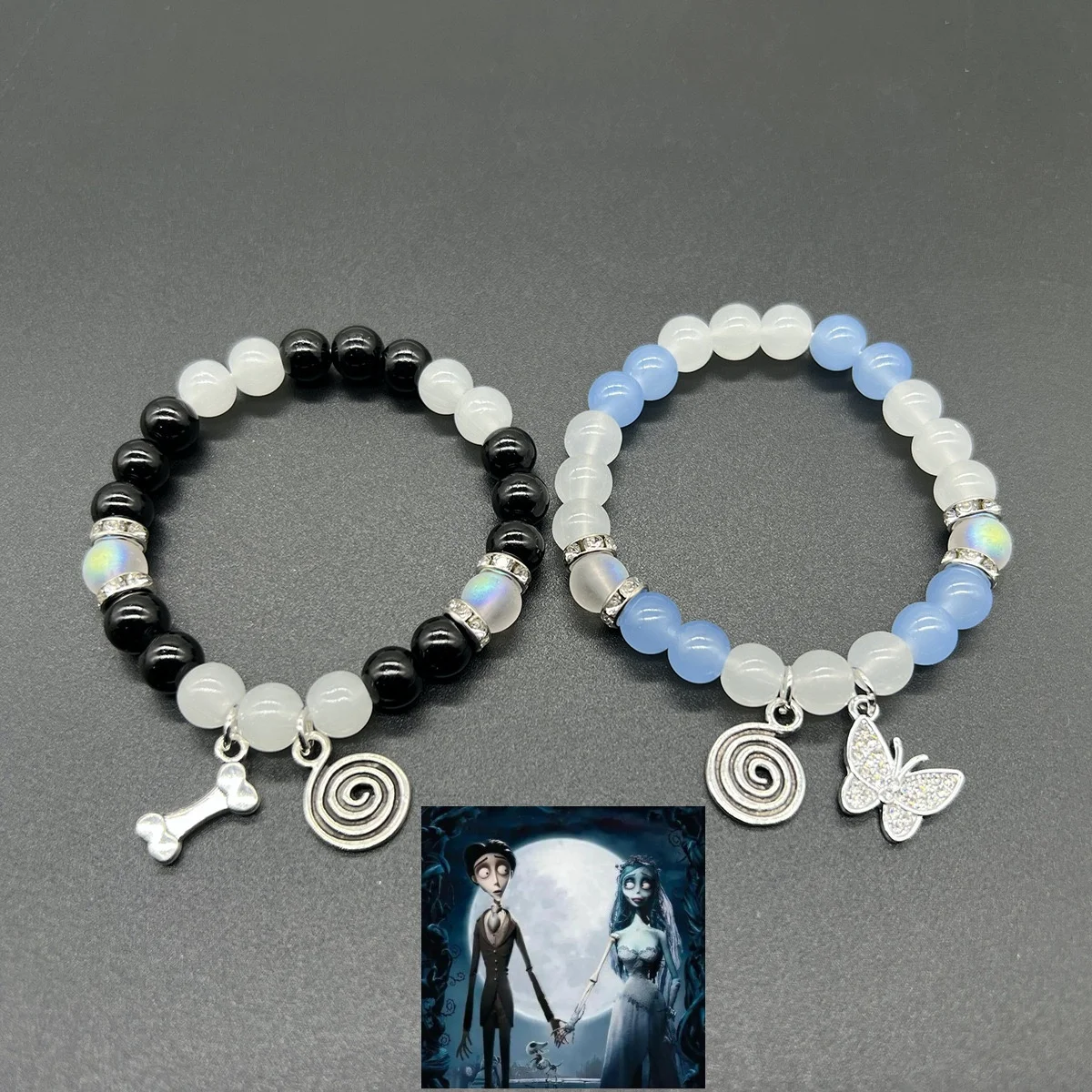 Corpse-bride-inspired-matching-bracelets-Y2K-Jewelry-Handmade-Couple ...
