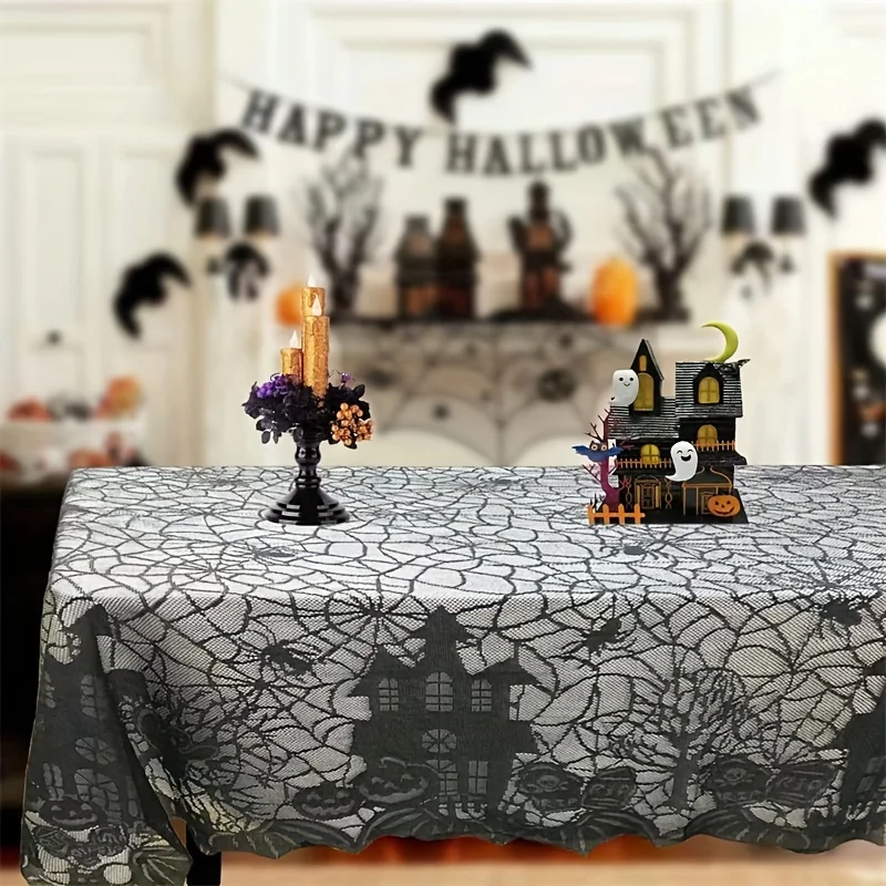 Halloween-Tablecloth-Black-Spider-Web-Tablecloth-Rectangle-Decorative ...