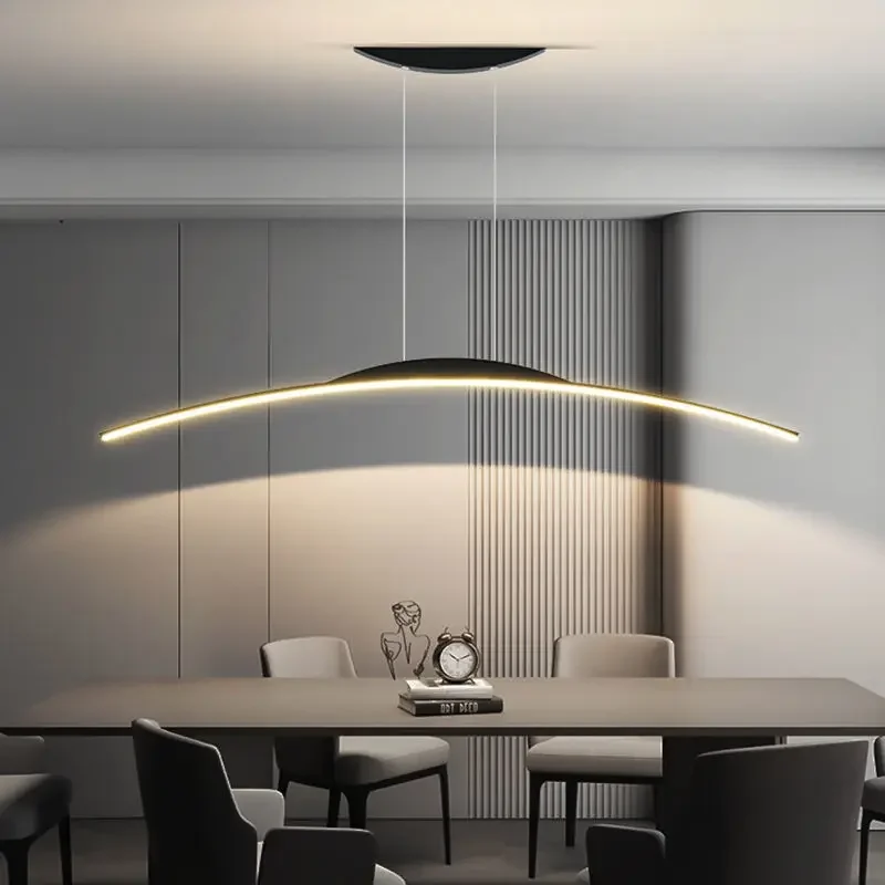 Minimalist-Long-Strip-LED-Chandeliers-Home-Hanging-Pendant-Lamp-Dining ...