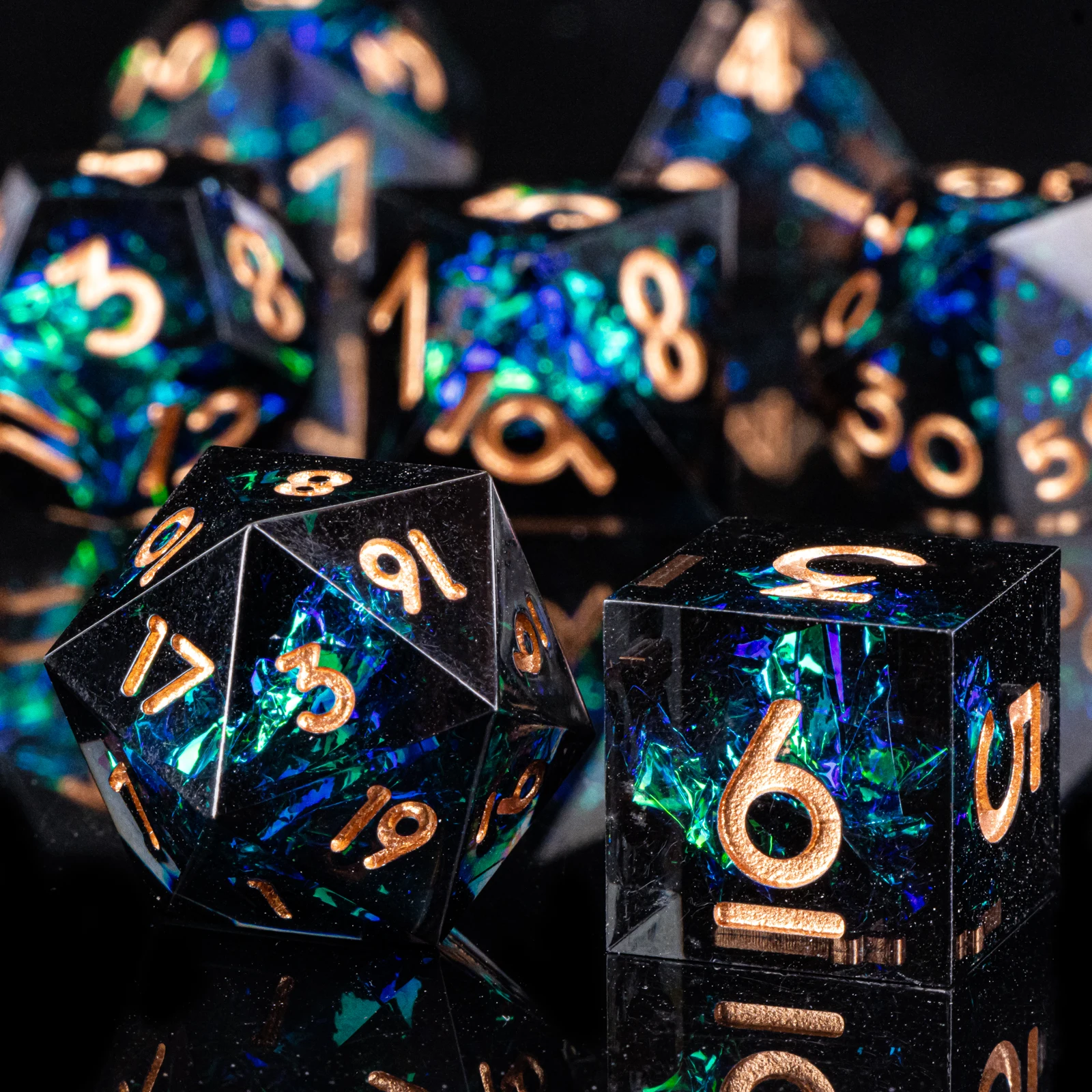 DnD-Black-Handmade-Resin-D-D-Dice-Set-Table-Game-for-TRPG-Sharp-Edge ...