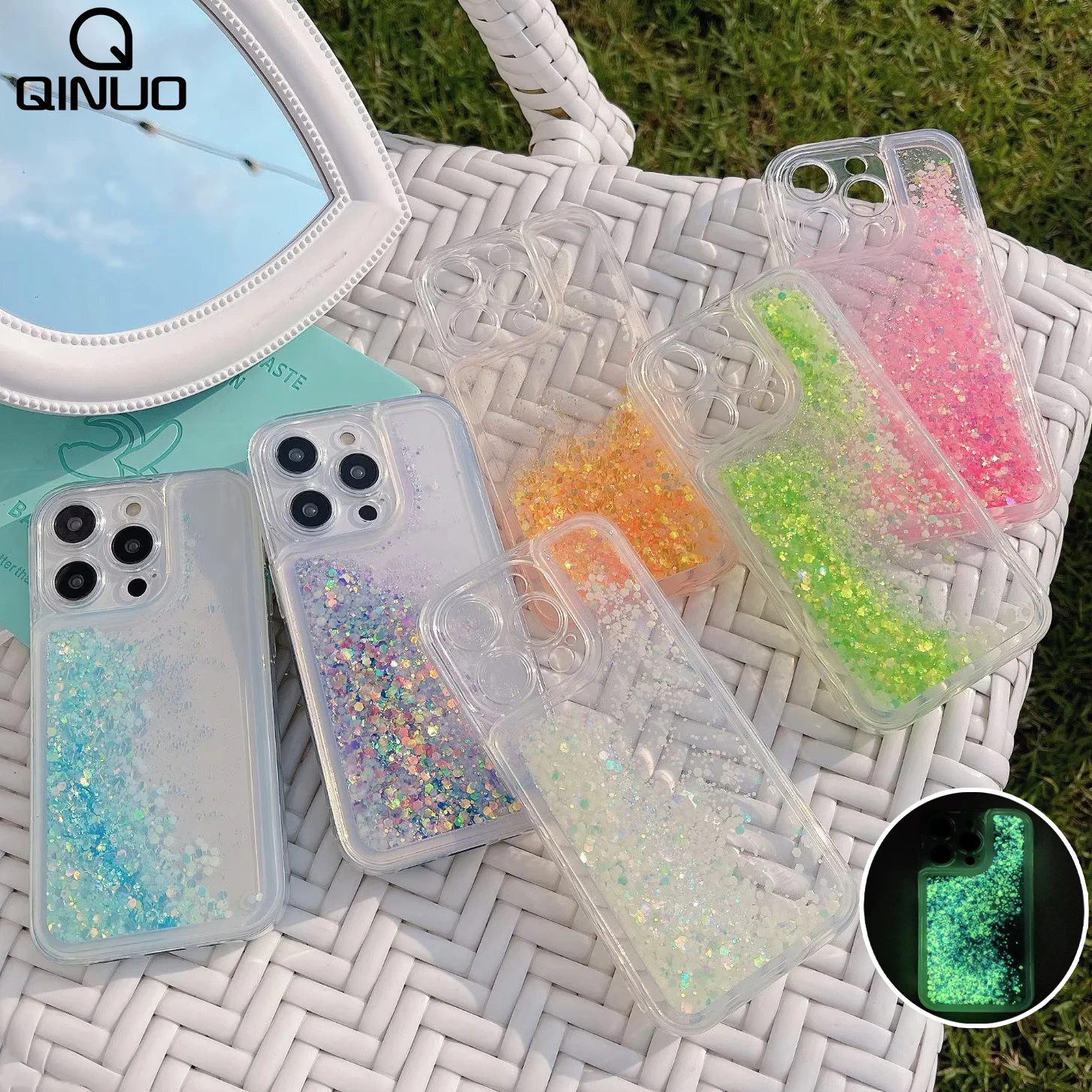 Luxury-Transparent-Liquid-Quicksand-Luminous-Case-for-iPhone-14-Plus-13 ...