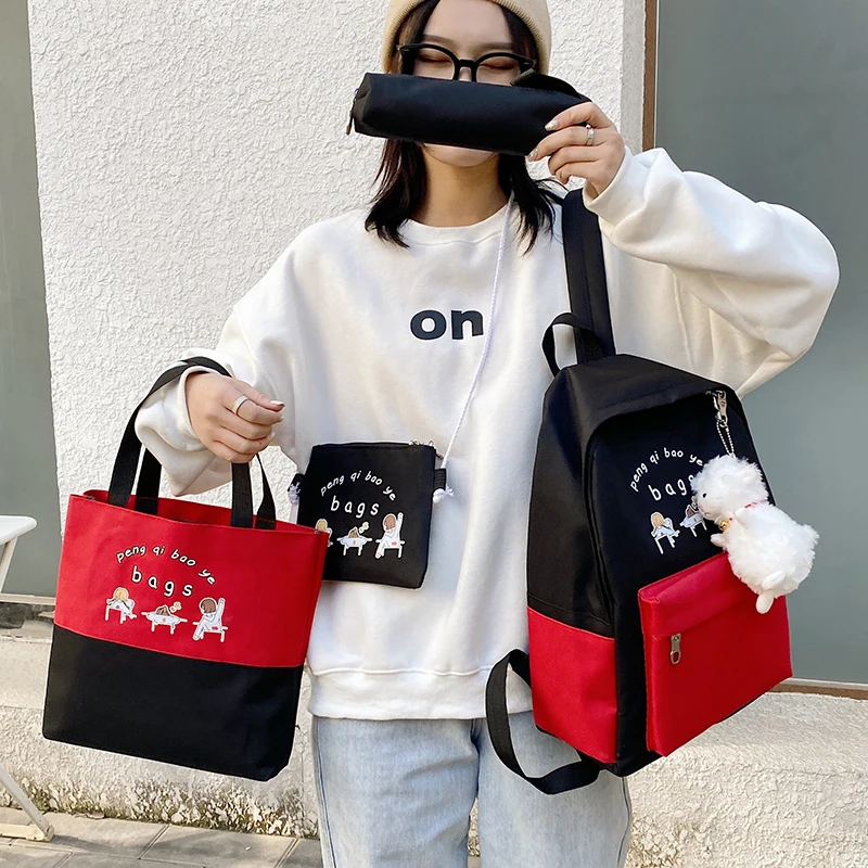 4-In-1-Fashion-Women-Backpack-Oxford-Cloth-School-Bag-for-Girls-Large ...