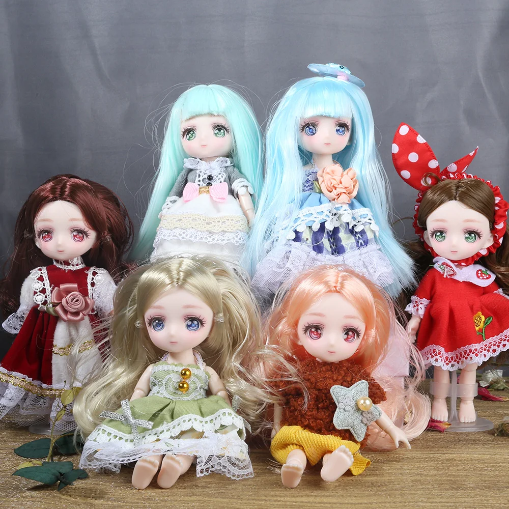 Beauty-Girl-BJD-Doll-16cm-13-Moveable-Joint-Dolls-Long-Hair-3D-Eyes-bjd ...