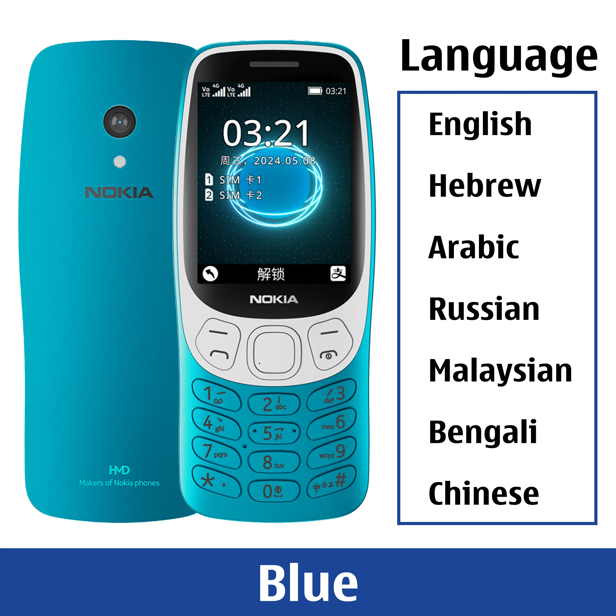 Teléfono móvil Nokia 3210 4G original con doble SIM, puerto tipo C de 2 ...