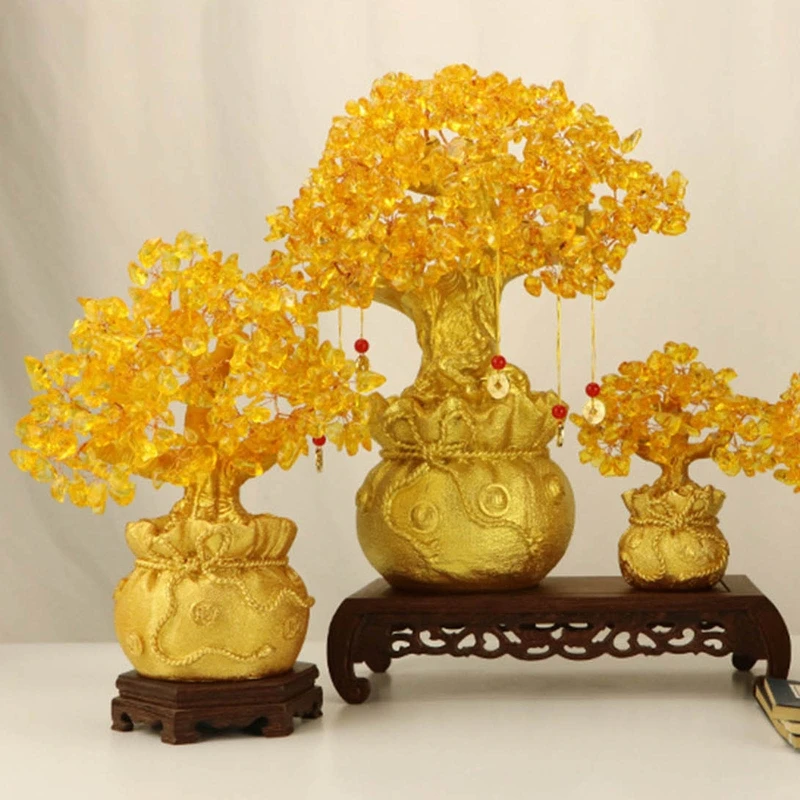Yellow Crystal Fortune Tree Exquisite Lucky-Tree Chinese Feng Shui ...