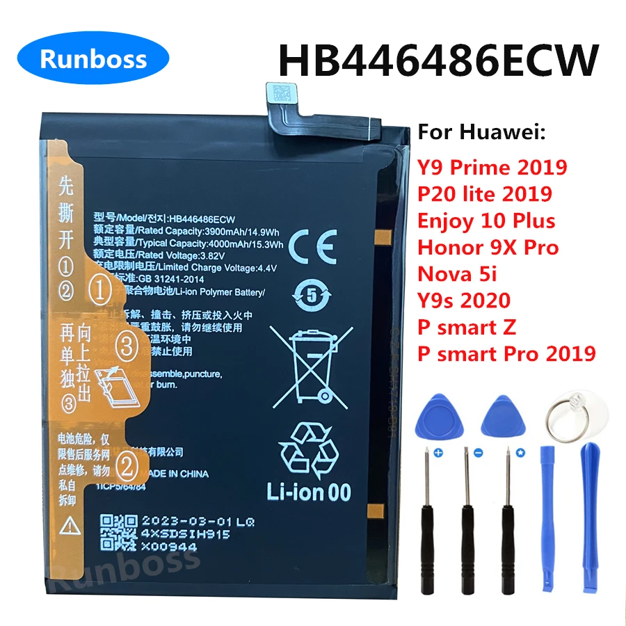 Novo Original HB446486ECW 4000mAh Bateria para Huawei Y9 Prime,P20 lite ...