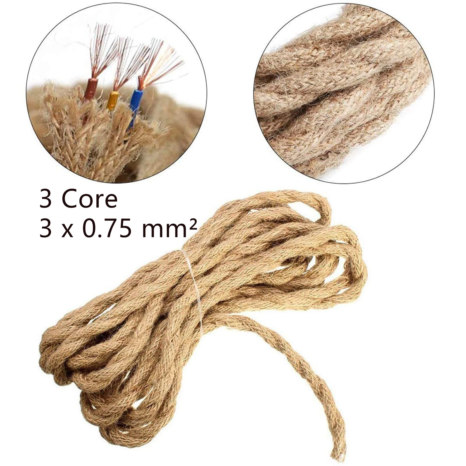 Câble-fil,Câble électrique torsadé Flexible rétro Edison, fil de ...