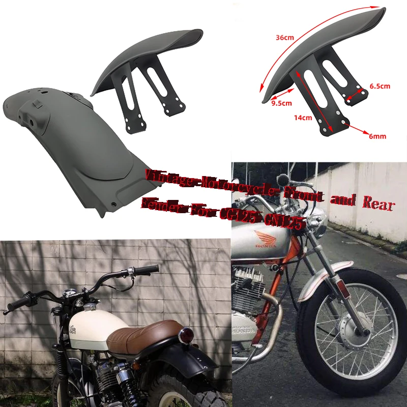 Universal Motorcycle Front/Rear Fender Retro Black \\Chrome Tire ...
