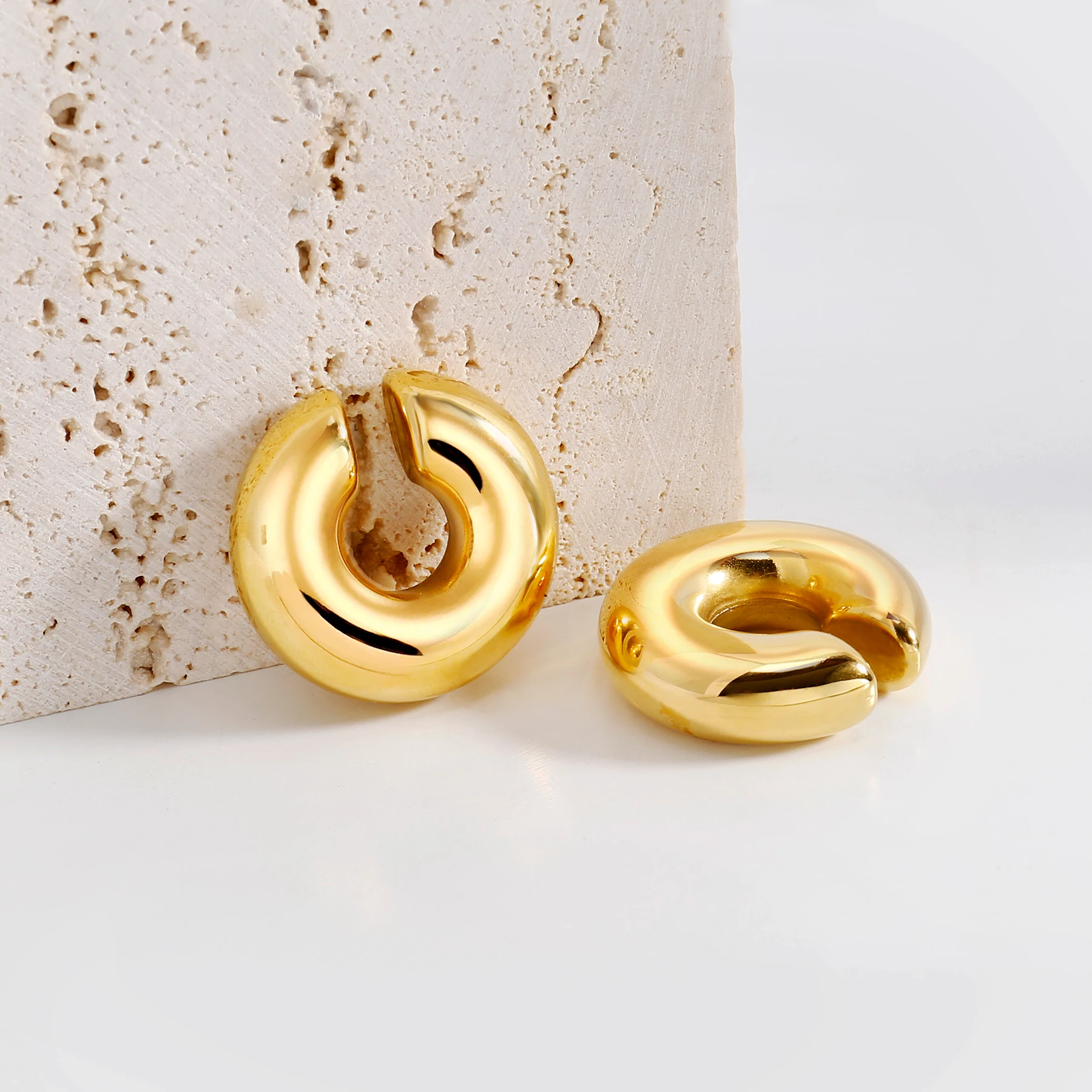 Joya-Punk-Brincos-Robudos-N-o-Perfurantes-para-Mulheres-Cor-Dourada ...