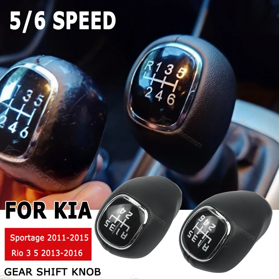 6-Speed Leather Gear Shift Knob Fit For Kia Sportage/Fit For Venga Rio ...