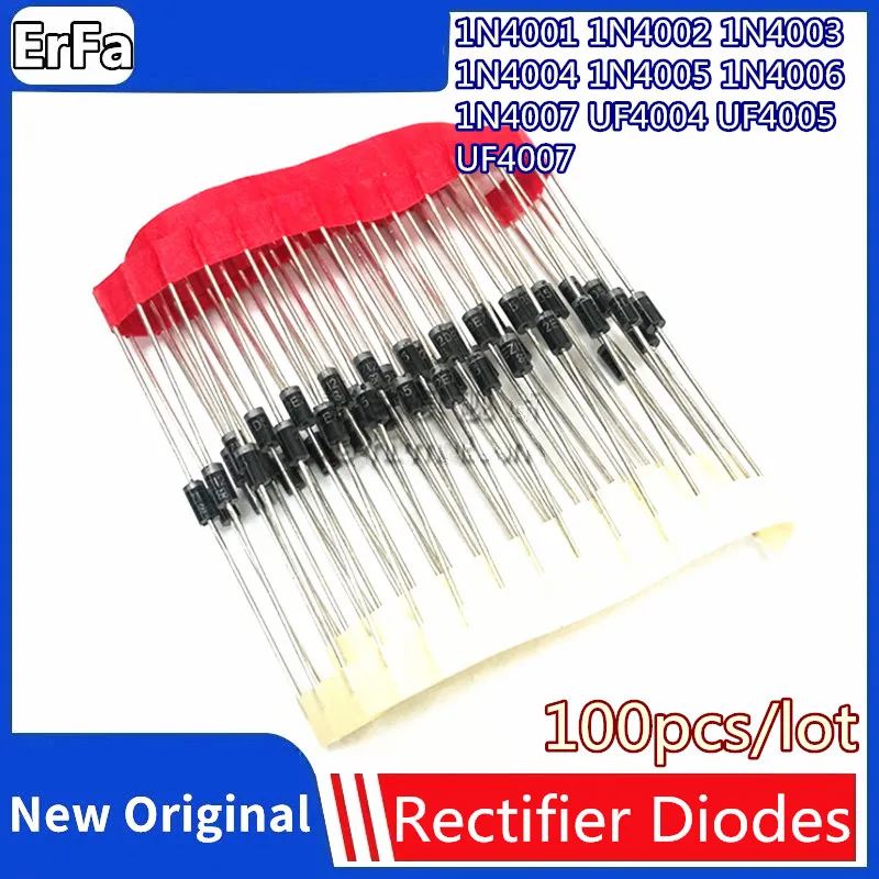 100pcs 1N4001 1N4002 1N4003 1N4004 1N4005 1N4006 1N4007 DO-41 Rectifier diode New