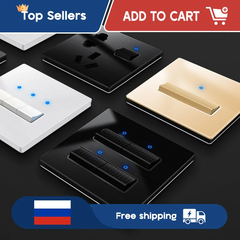 Wall Switch 220v 1 Gang Led | Wall Switch Indicator Light - Black Glass ...