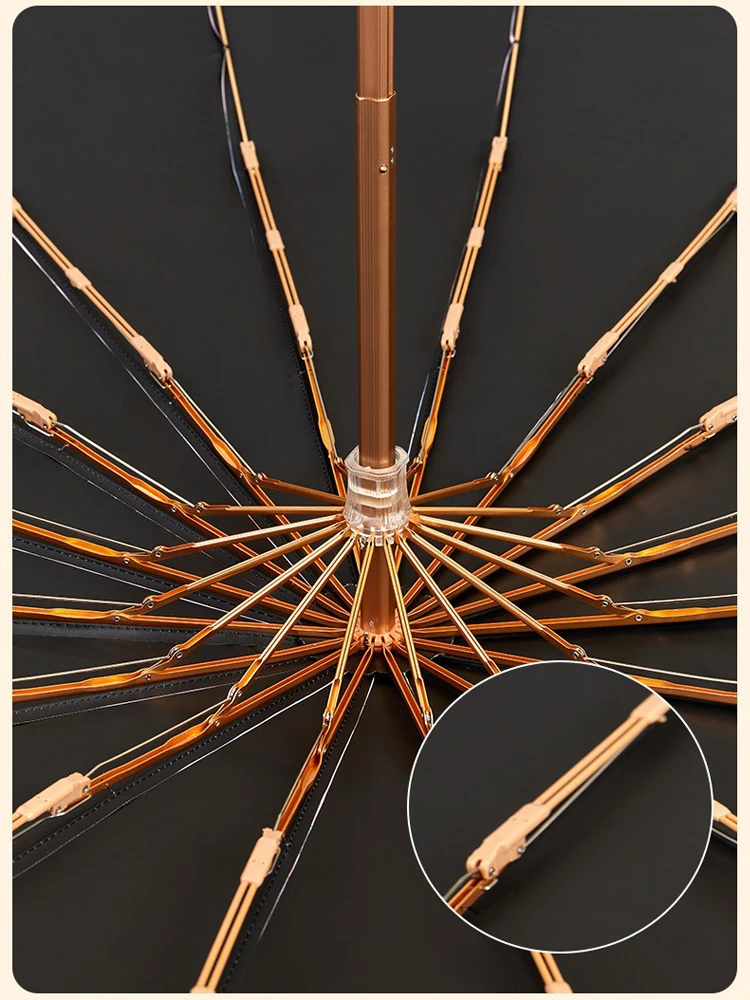 16K-Double-Rib-Umbrella-Reinforced-Strong-Windproof-Black-Coating ...