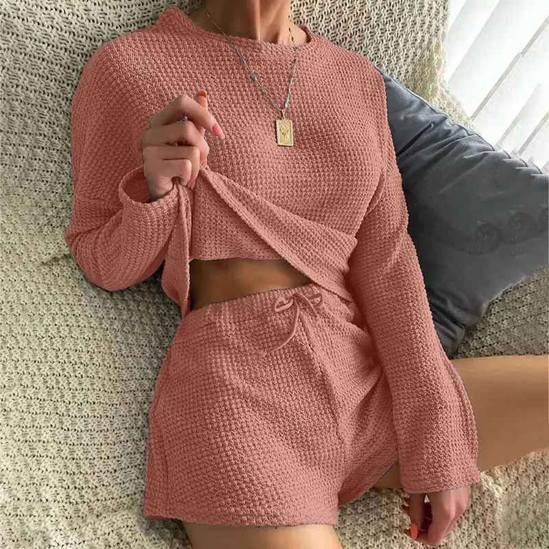 Summer-women-s-home-wear-simple-casual-Huagefu-set-solid-color-pullover ...