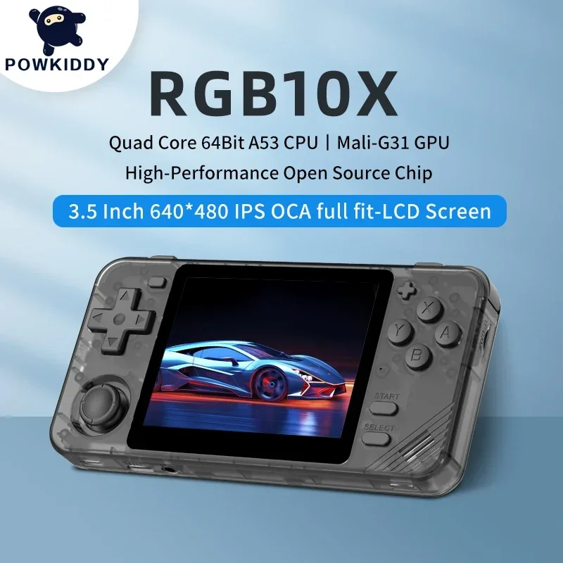 POWKIDDY RGB10X Handheld Game Console 3.5 Inch Screen Ark OS Linux ...