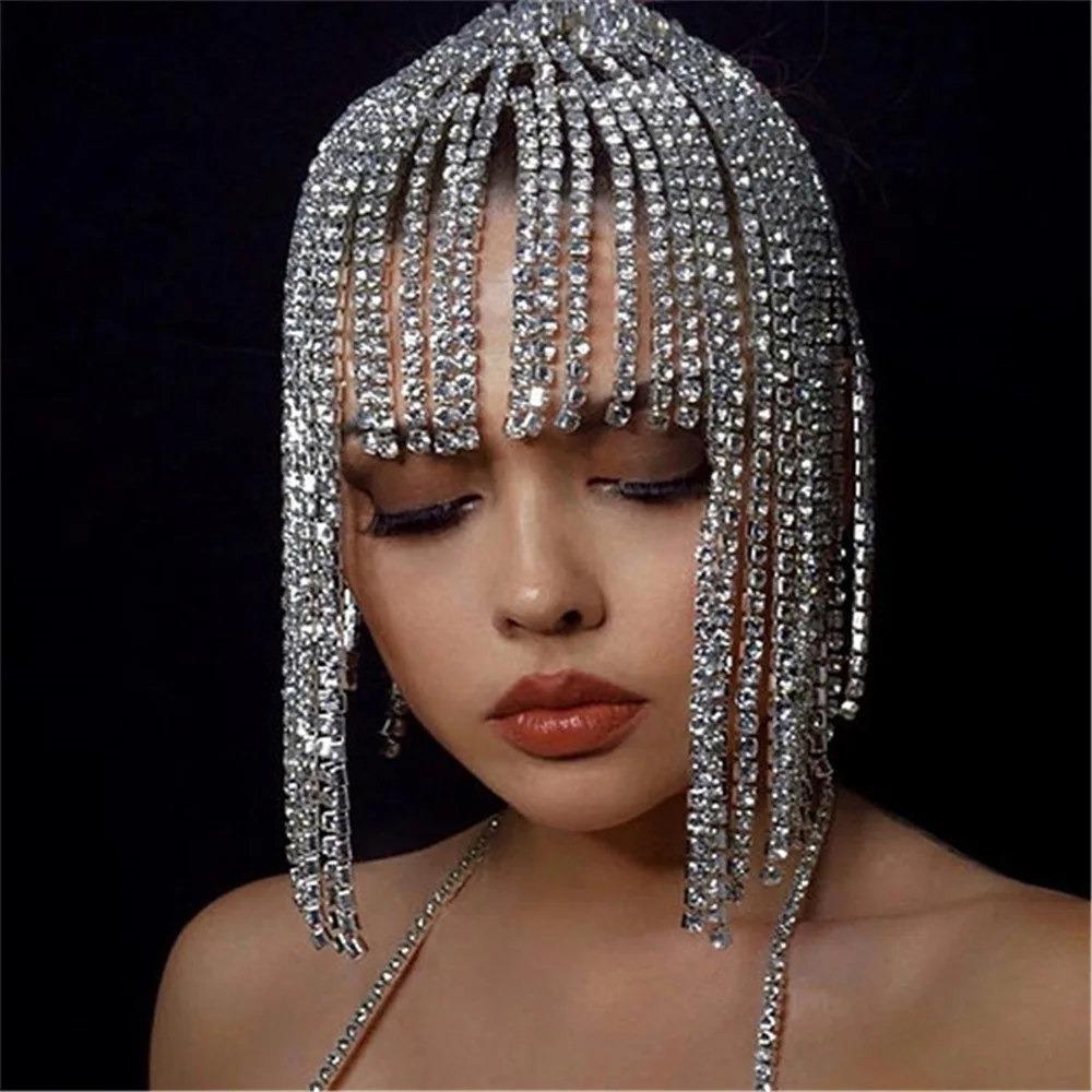 Luxurious-Circular-Rhinestone-Long-Tassel-Hair-Chain-Women-s-Forehead ...
