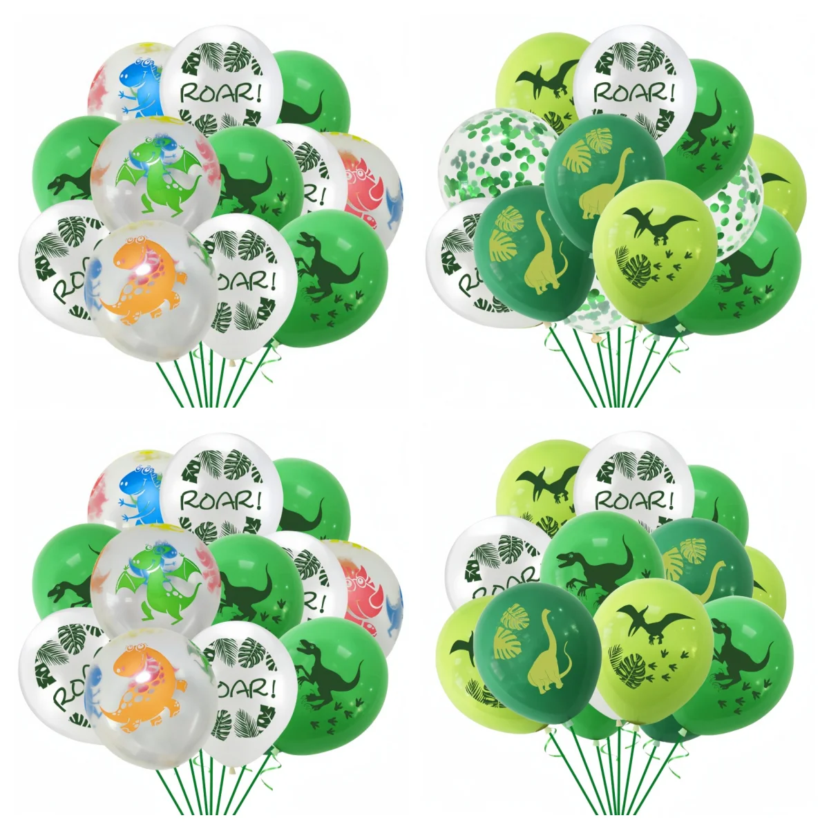 Dinosaur-Printed-Balloons-for-Kids-Latex-Balloons-Green-and-White ...