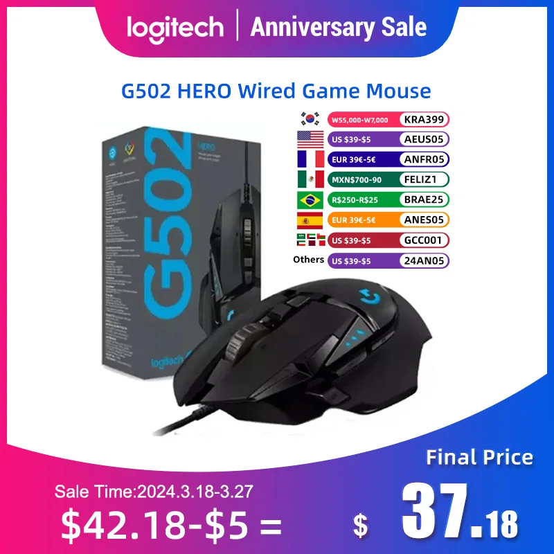 Logitech-G502-HERO-Wired-Game-Mouse-16000-DPI-16K-Senor-11-Bot-o-Sniper ...